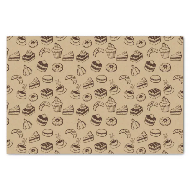 Pattern With Cakes, Desserts And Bakery Tissue Paper | Zazzle