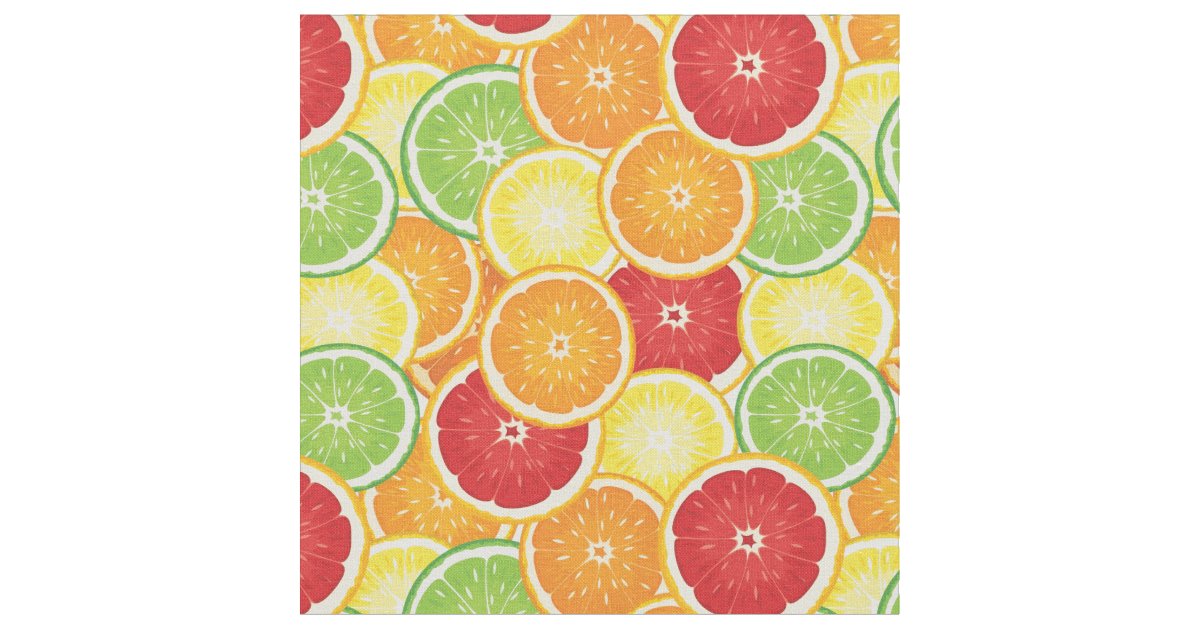 Pattern with citrus fruits fabric | Zazzle