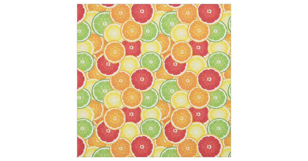 Pattern with citrus fruits fabric | Zazzle