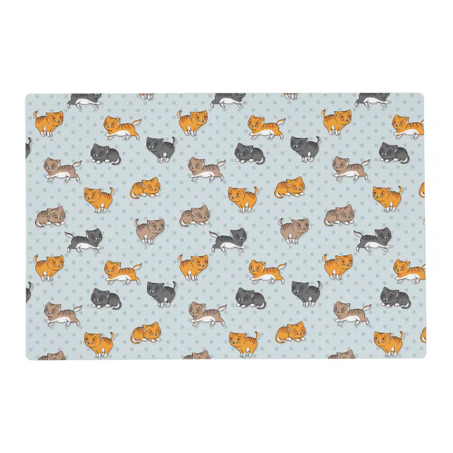 pattern with funny cats placemat | Zazzle