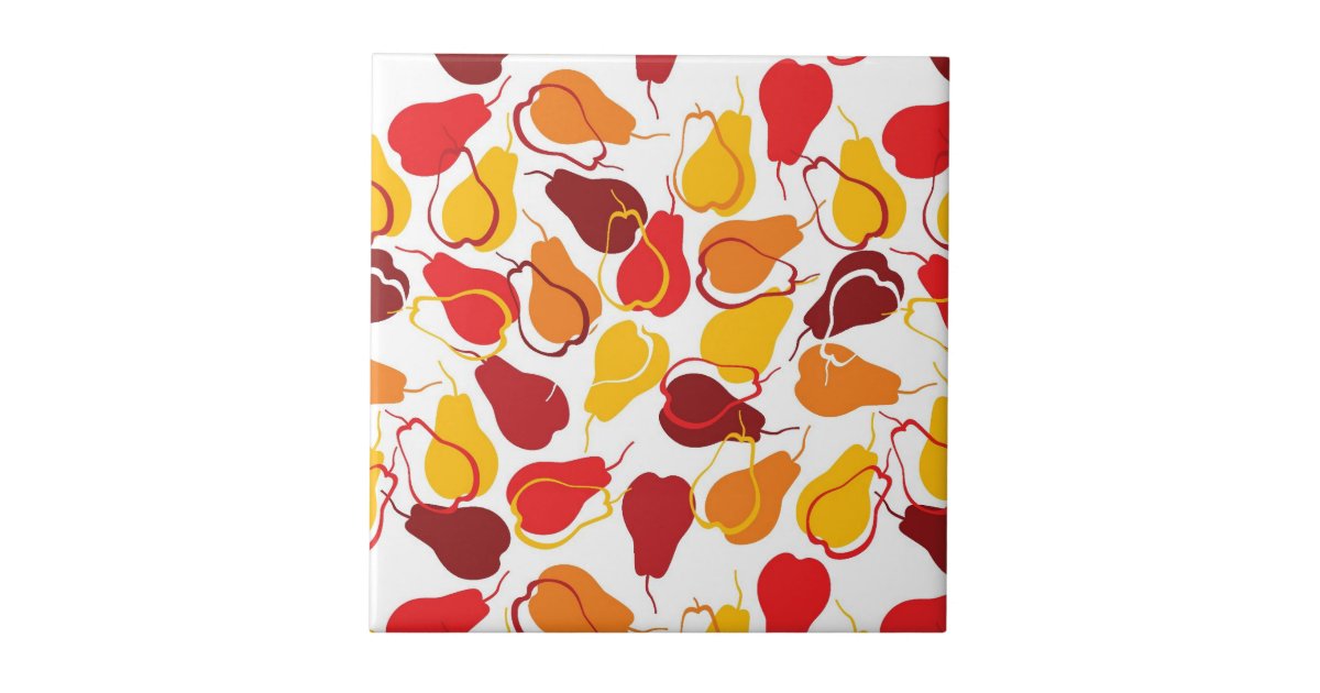 Pattern with pears ceramic tile | Zazzle