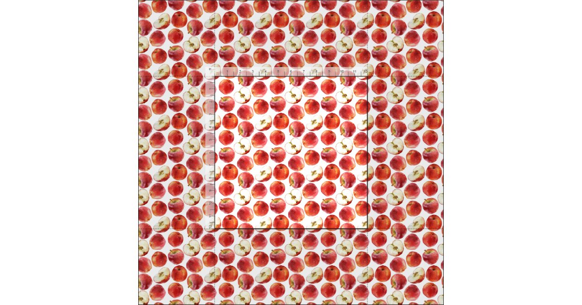 Pattern with red apples fabric | Zazzle