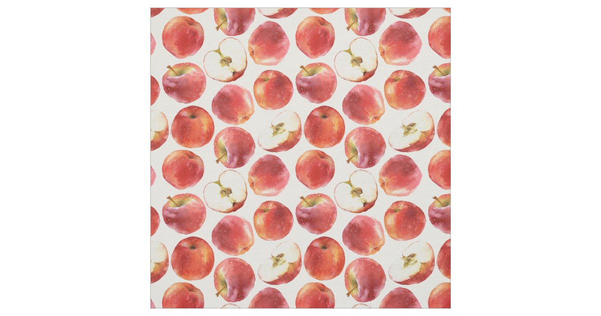 Pattern with red apples fabric | Zazzle
