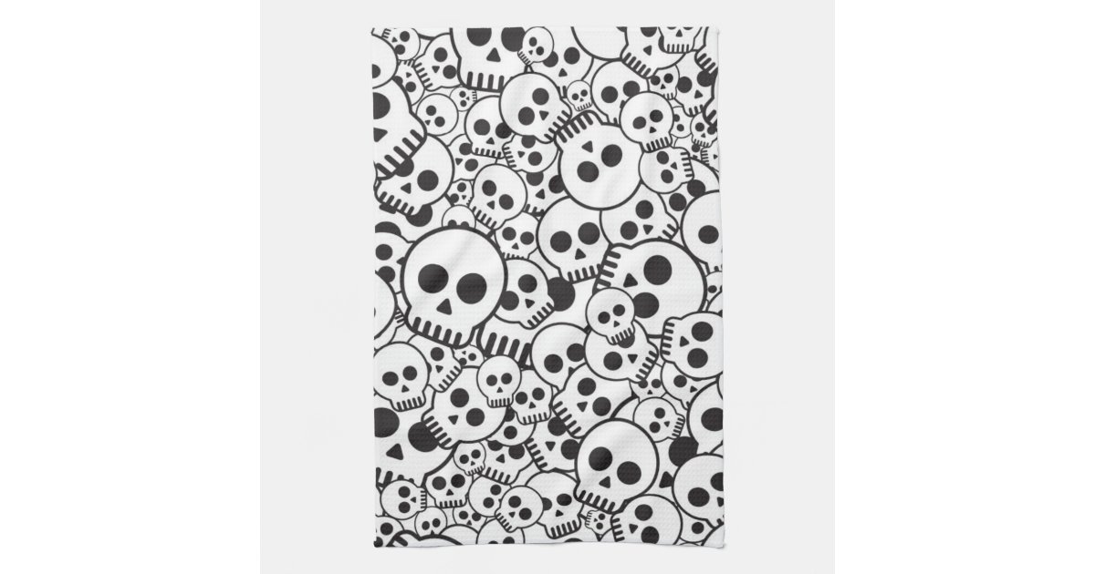 Pattern with skulls kitchen towel | Zazzle