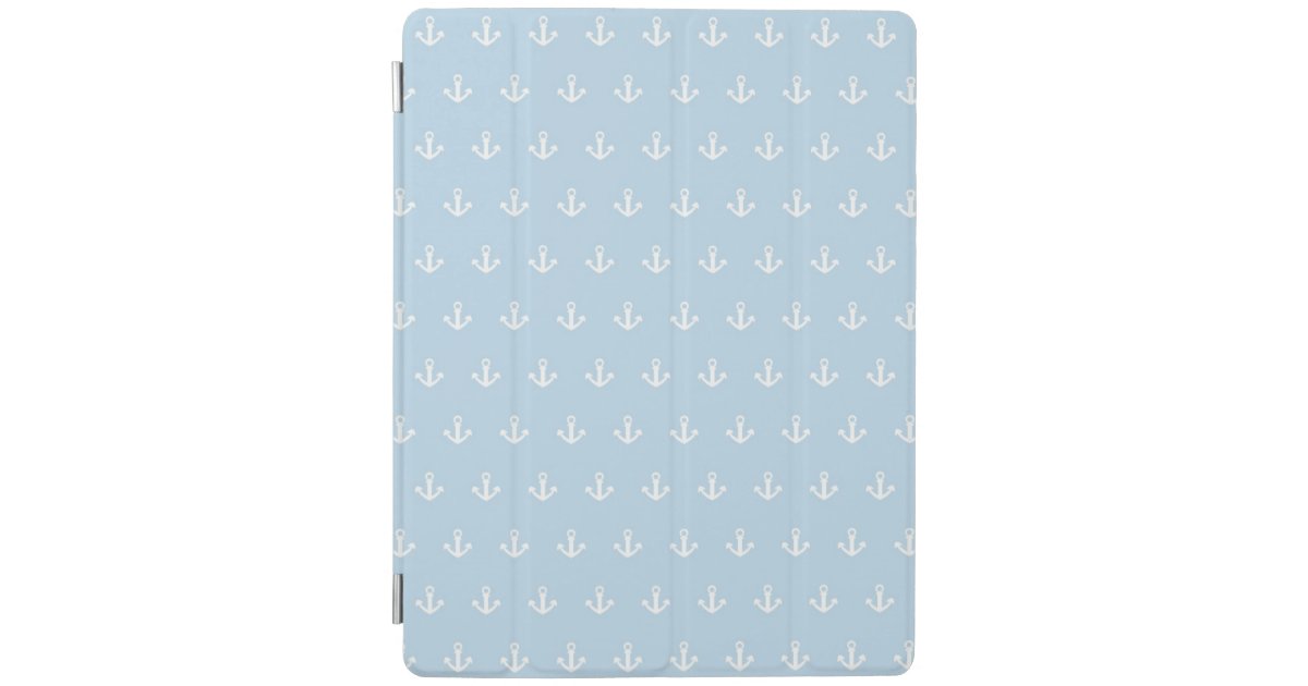 Pattern with white anchors on blue iPad smart cover | Zazzle