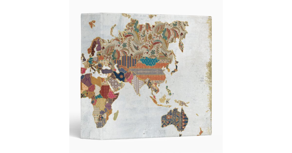 Pattern World Map 3 Ring Binder | Zazzle