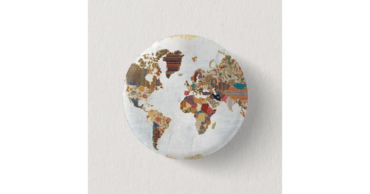 Pattern World Map Button | Zazzle