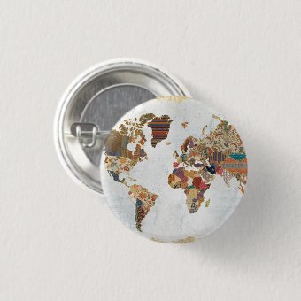 Pattern World Map Button | Zazzle