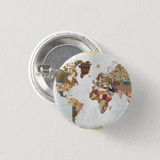 Pattern World Map Button | Zazzle