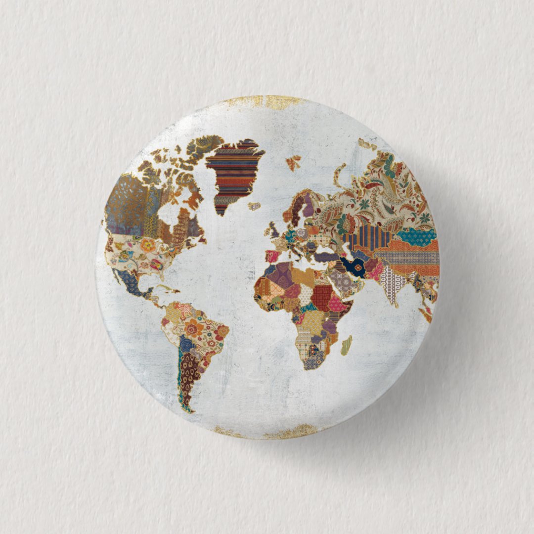 Pattern World Map Button | Zazzle