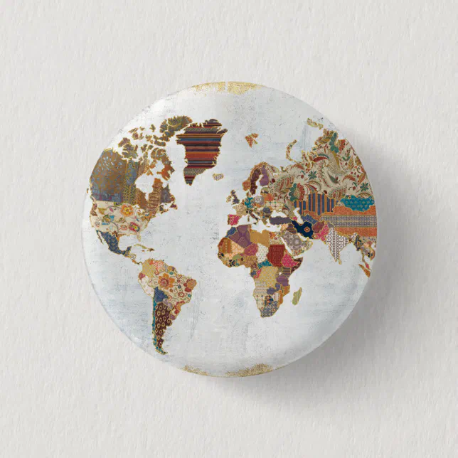 Pattern World Map Button | Zazzle
