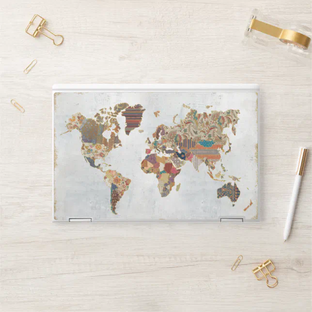 Pattern World Map HP Laptop Skin | Zazzle