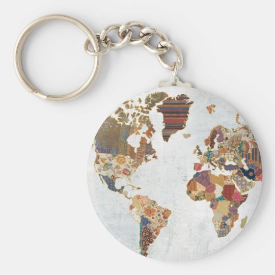 Pattern World Map Keychain | Zazzle.com