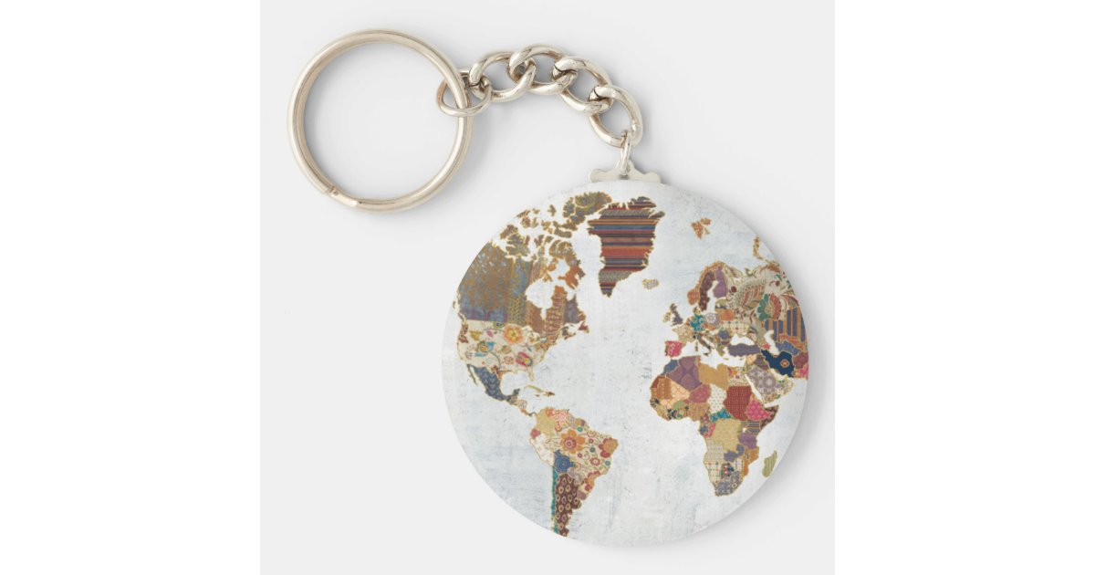 Pattern World Map Keychain | Zazzle.com
