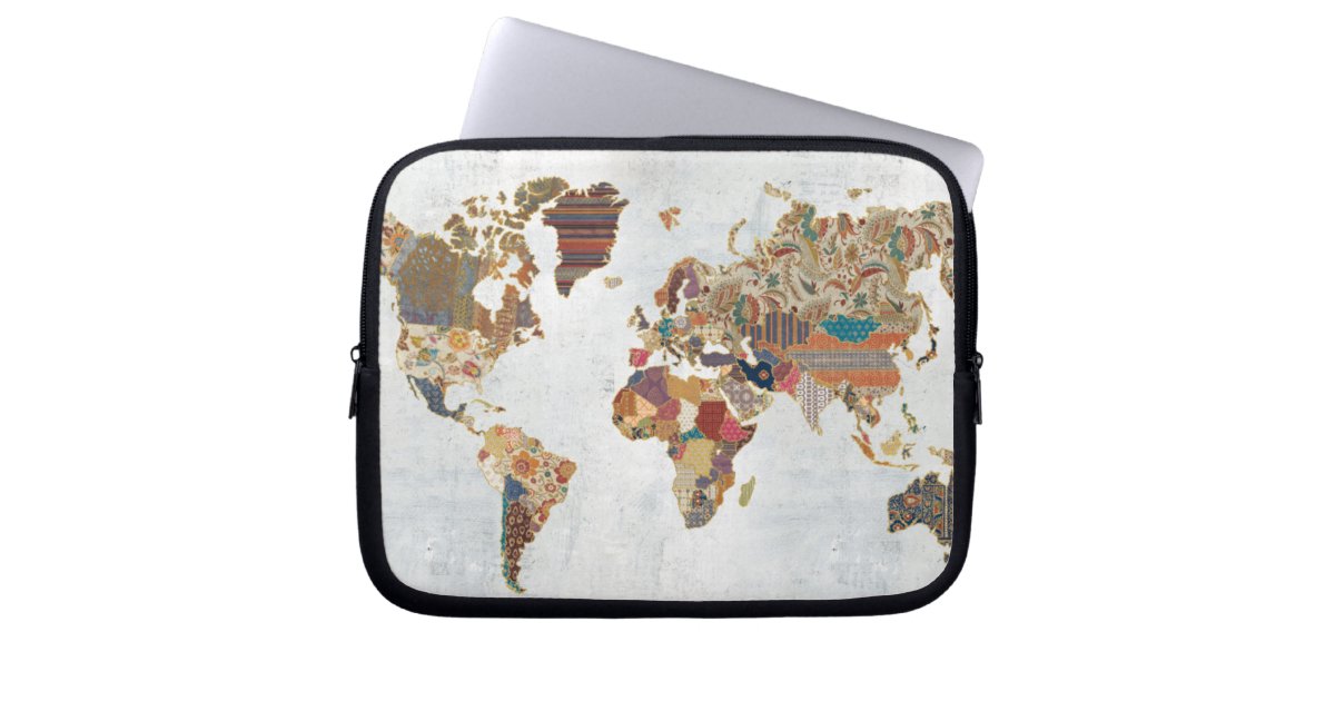 Pattern World Map Laptop Sleeve | Zazzle