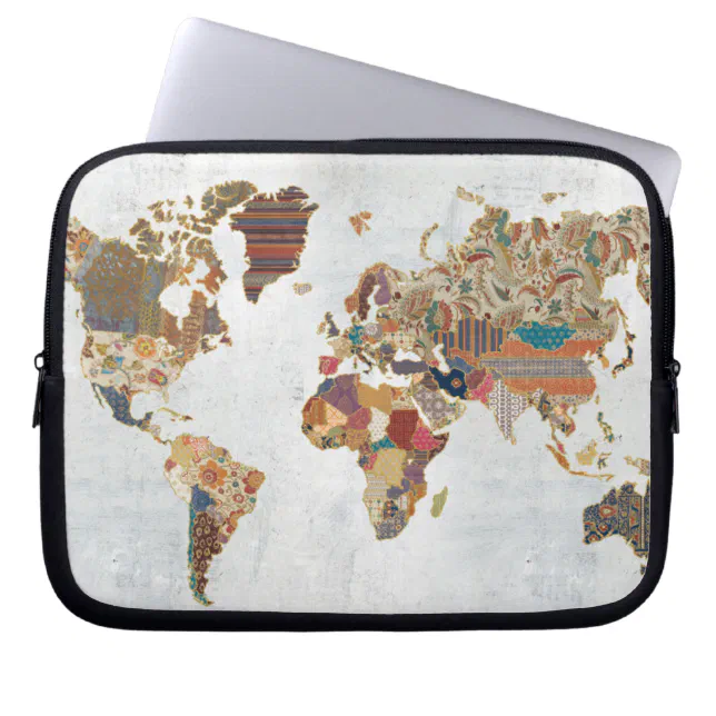 Pattern World Map Laptop Sleeve | Zazzle