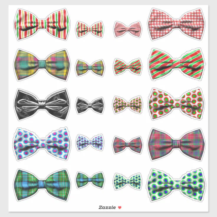 Patterned Bow Ties Sticker Set | Zazzle