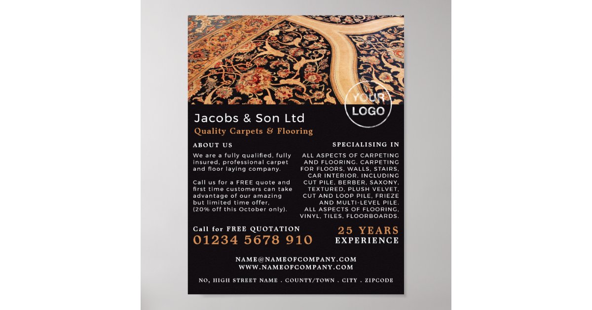 Patterned Carpet, Carpet Layer, Fitter Advertising Poster | Zazzle