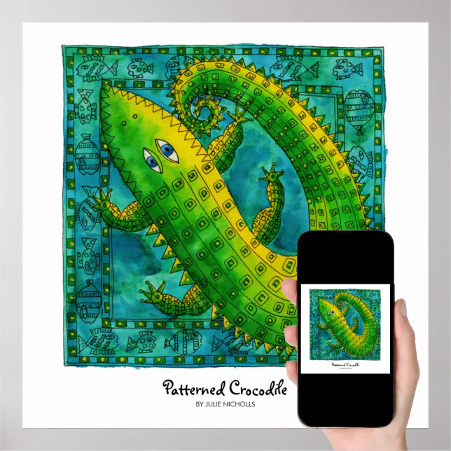 Patterned Crocodile Poster | Zazzle