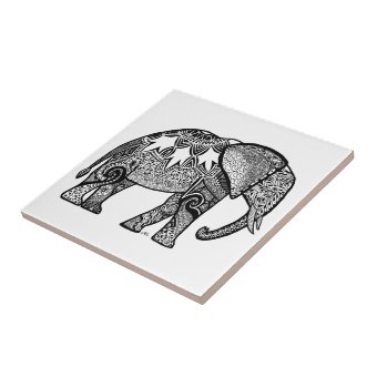 Patterned Elephant Ceramic Tile | Zazzle