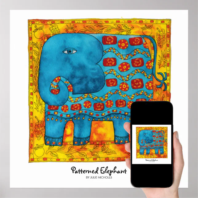 Patterned Elephant Poster | Zazzle
