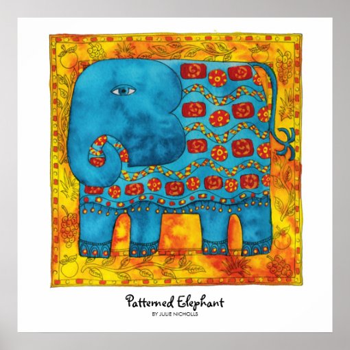 Patterned Elephant Poster | Zazzle