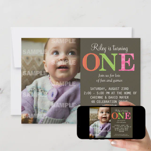 Patterned One Birthday Party Invitation | Zazzle