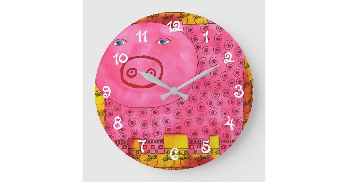 Patterned Pig Large Clock | Zazzle