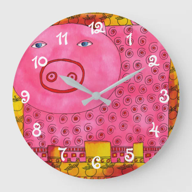 Patterned Pig Large Clock | Zazzle