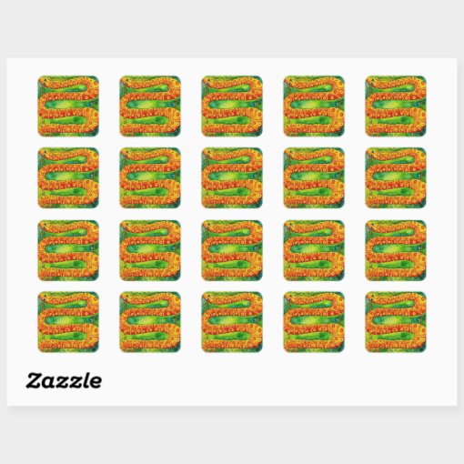 Patterned Snake Square Sticker | Zazzle
