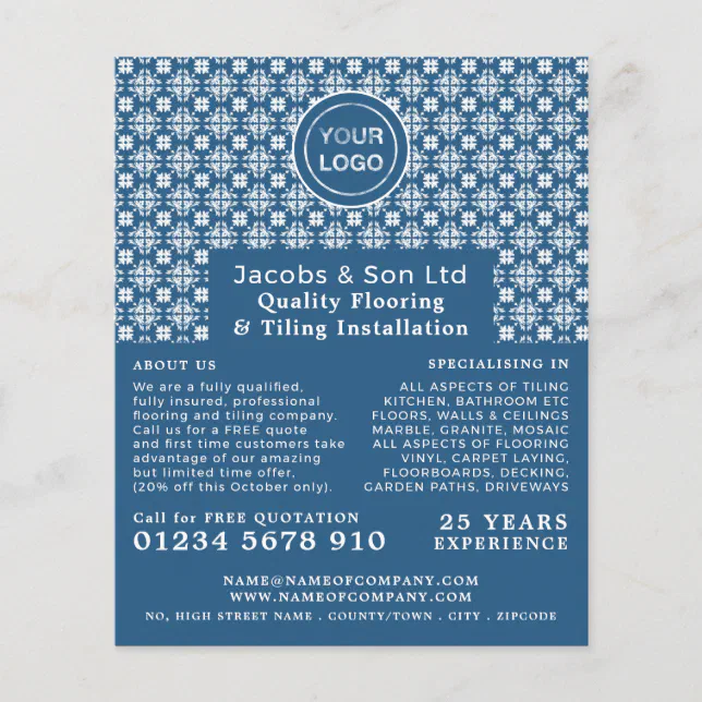 Patterned Tiles, Floorer, Tile Installer Advert Flyer | Zazzle