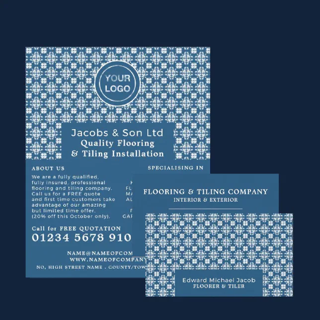 Patterned Tiles, Floorer, Tile Installer Business Card | Zazzle