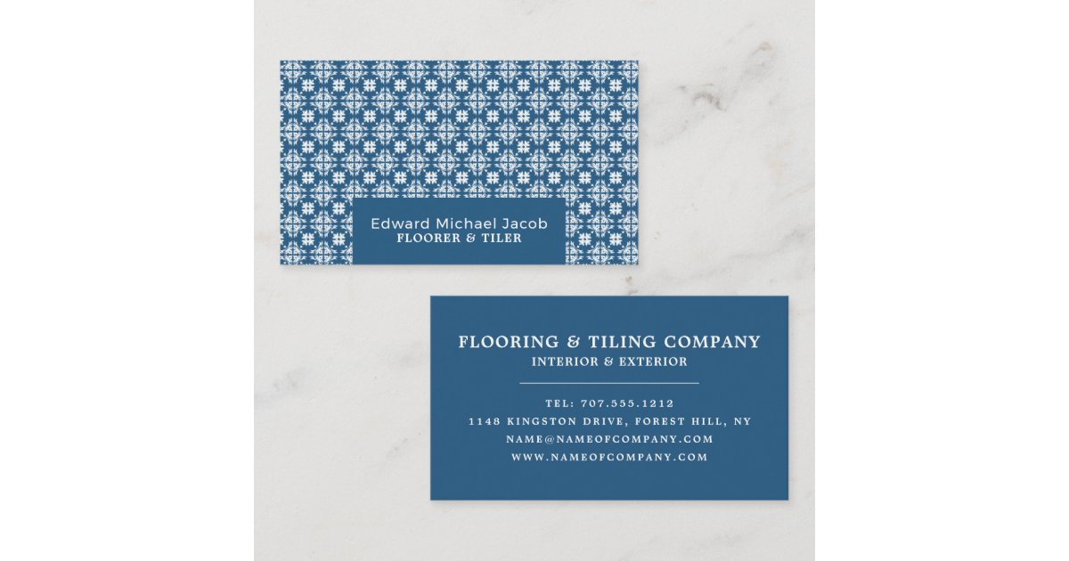 Patterned Tiles, Floorer, Tile Installer Business Card | Zazzle