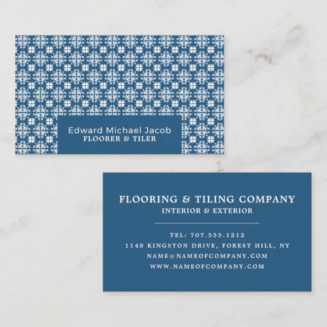 Patterned Tiles, Floorer, Tile Installer Business Card | Zazzle