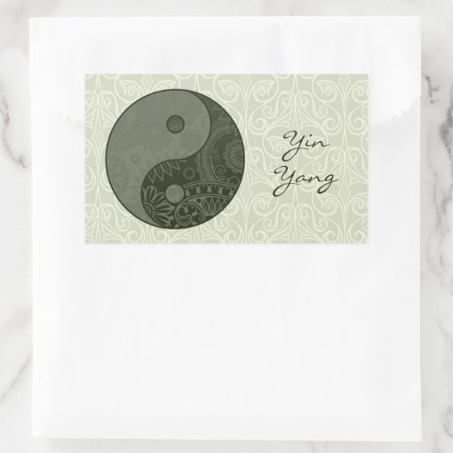 Patterned Yin Yang Sage Green Rectangular Sticker | Zazzle