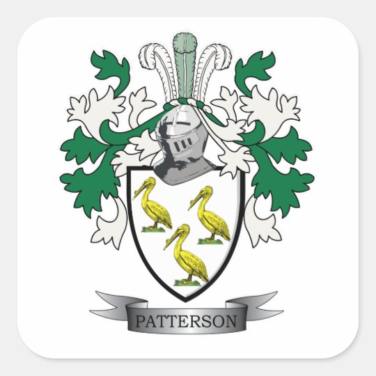 Patterson Family Crest Coat of Arms Square Sticker | Zazzle.com