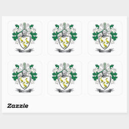 Patterson Family Crest Coat of Arms Square Sticker | Zazzle