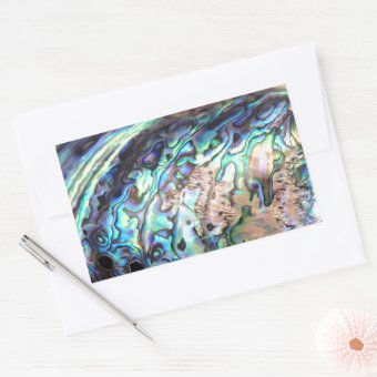 Paua abalone blue and green shellfish detail rectangular sticker | Zazzle
