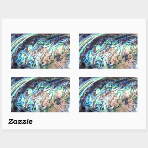 Paua abalone blue and green shellfish detail rectangular sticker | Zazzle
