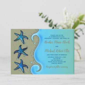 Paua Shell Starfish Wedding Invitation | Zazzle