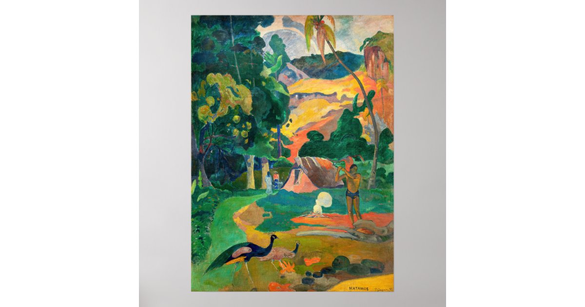 Paul Gauguin - Landscape with Peacocks / Matamoe Poster | Zazzle