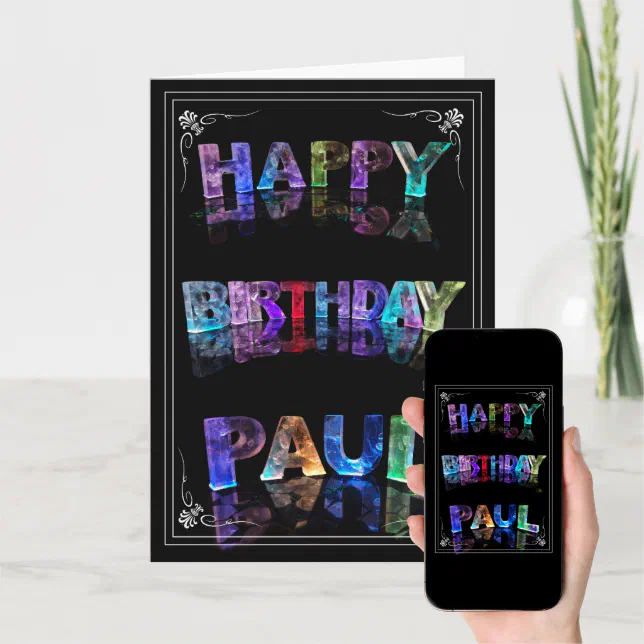 Paul - Name in Lights greeting card (Photo) | Zazzle