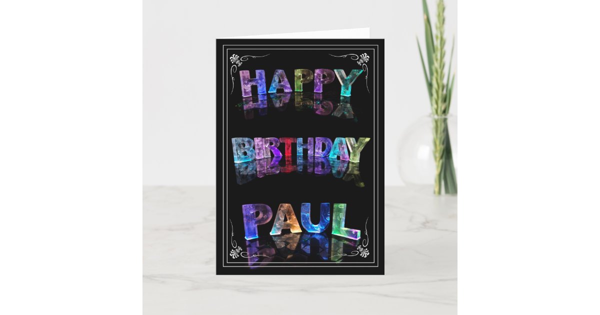 Paul - Name in Lights greeting card (Photo) | Zazzle