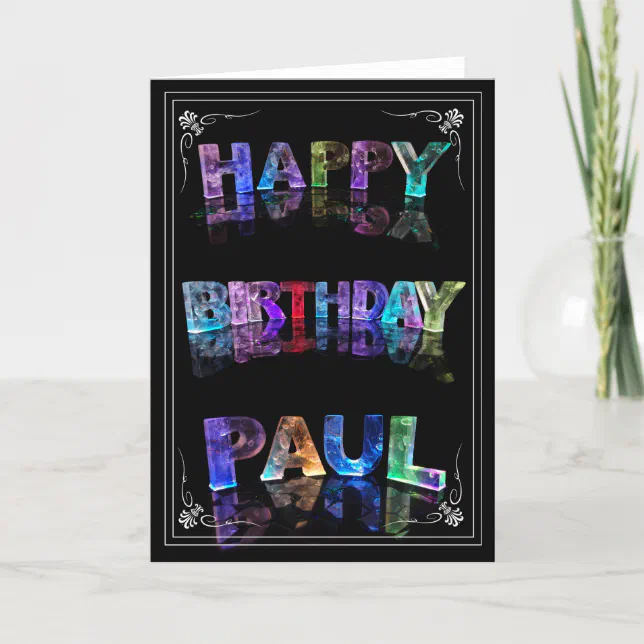 Paul - Name in Lights greeting card (Photo) | Zazzle