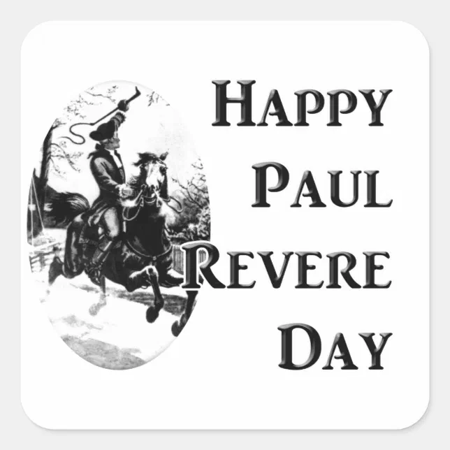 Paul Revere Day Square Sticker | Zazzle