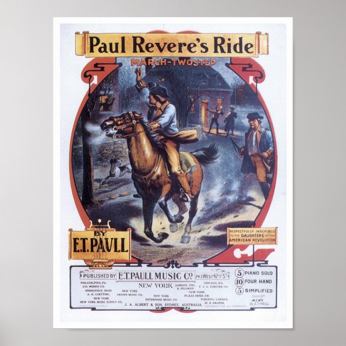 Paul Revere's Ride Vintage Songbook Cover Poster | Zazzle.com