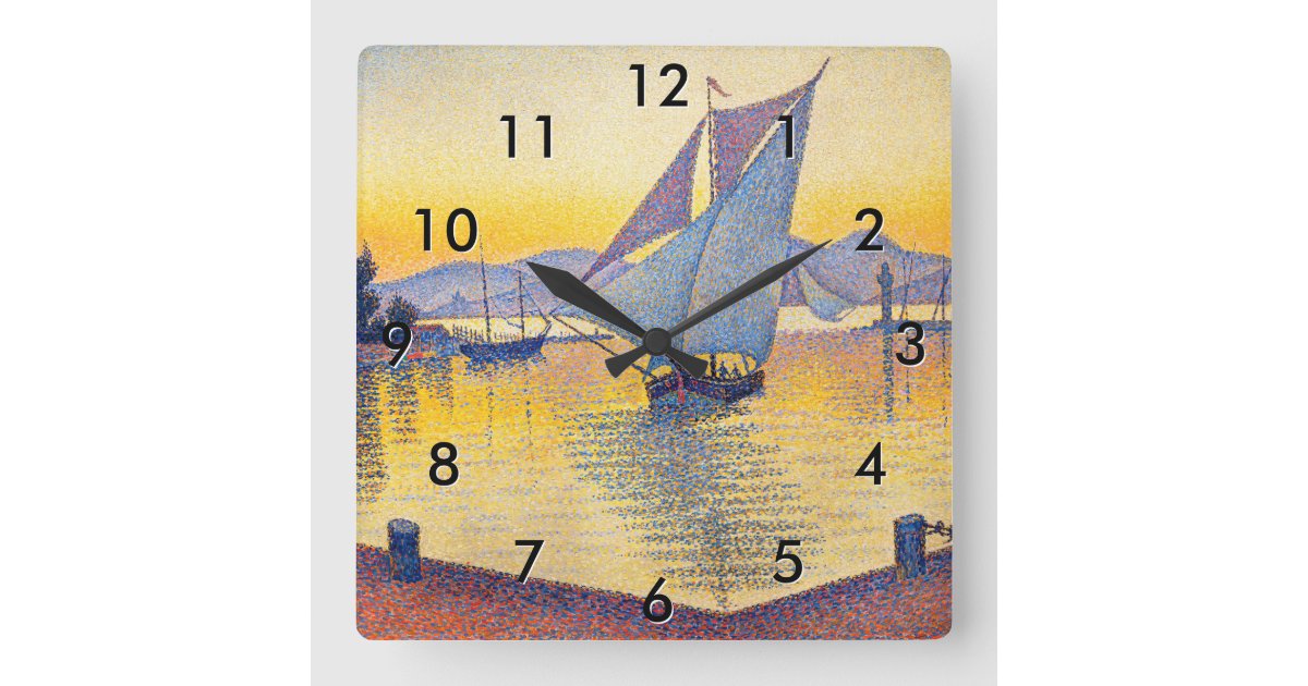 Paul Signac - The Port at Sunset, Opus 236 Square Wall Clock | Zazzle
