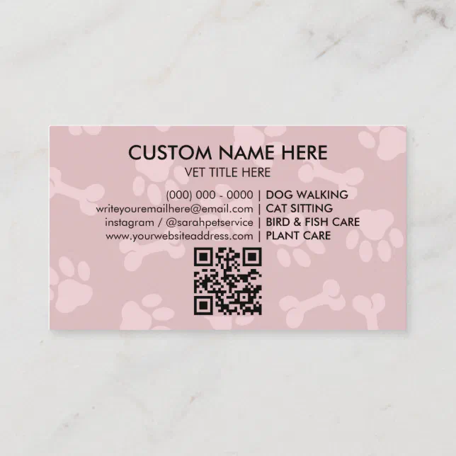 Paw Logo in heart Pet Groomer qr code Business Card | Zazzle