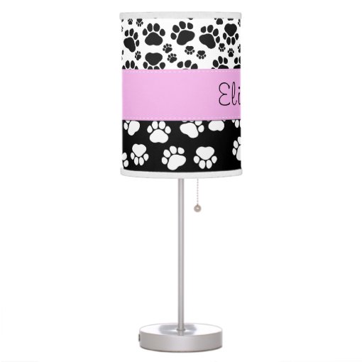 Paw Pattern, Dog Paws, Black and White, Your Name Table Lamp | Zazzle