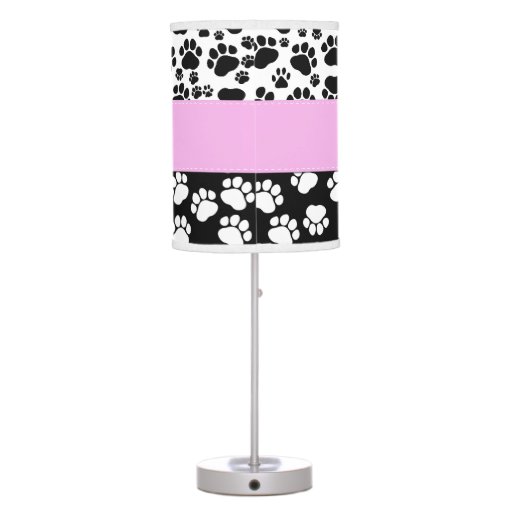 Paw Pattern, Dog Paws, Black and White, Your Name Table Lamp | Zazzle